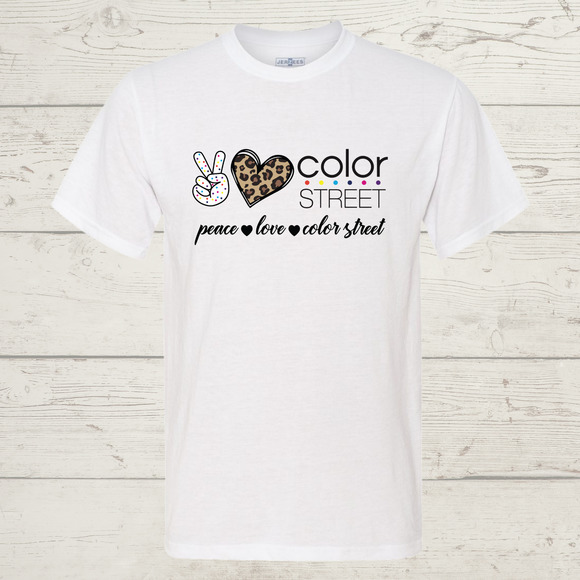 Jerzees | Tops | Peace Love Color Street Sublimated White Tee Large ...